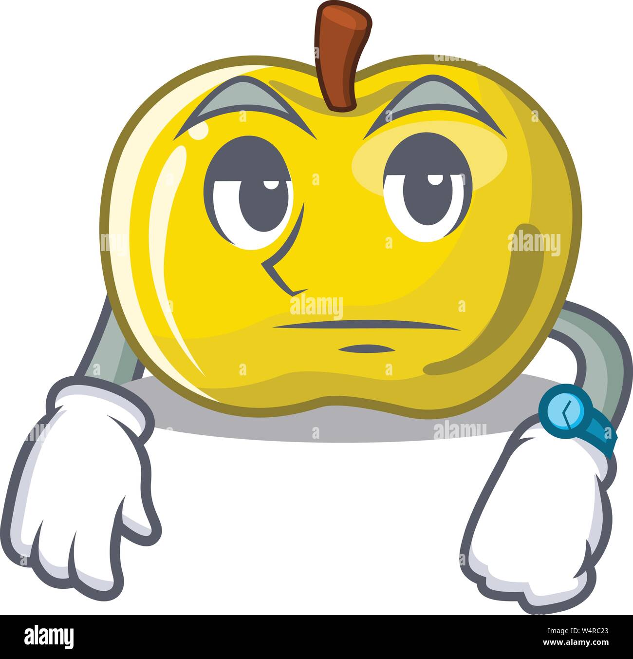 Waiting yellow apple in a cartoon basket vector illustration Stock ...