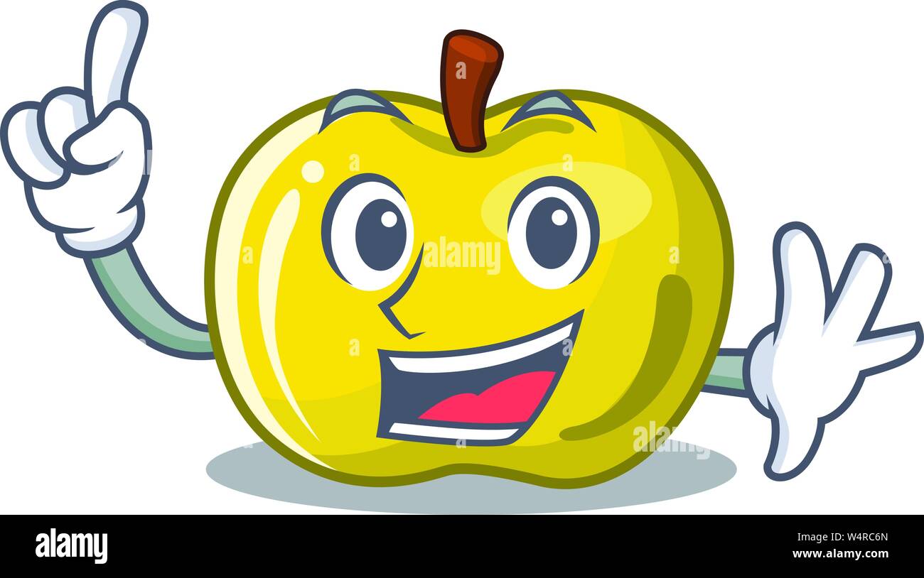 Finger yellow apple in a cartoon basket vector illustration Stock ...