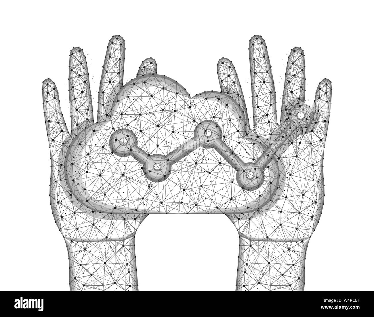 Cloud in hands vector Black and White Stock Photos & Images - Alamy