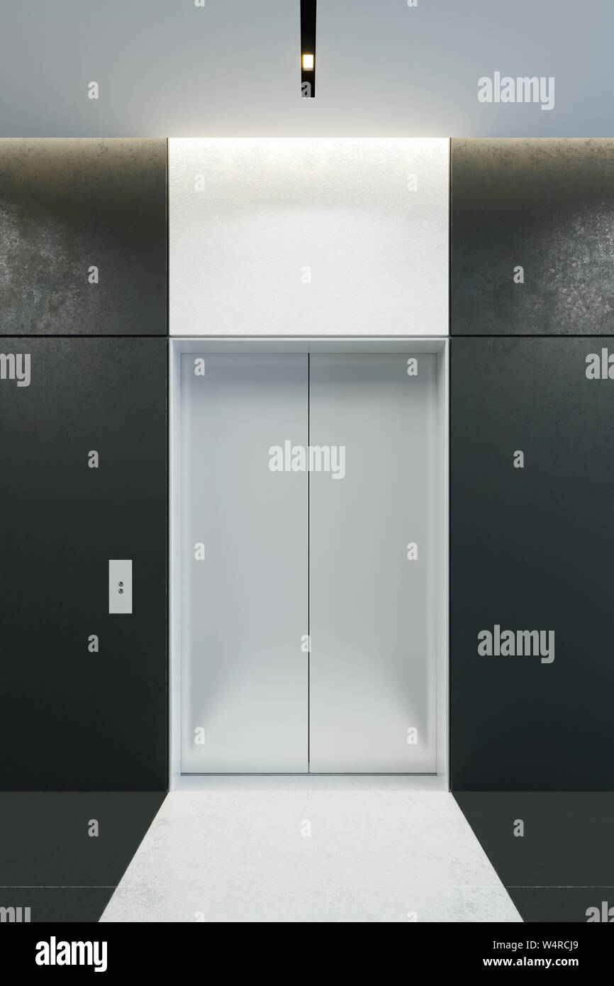 modern elevator with closed doors in office lobby, 3d rendering Stock ...