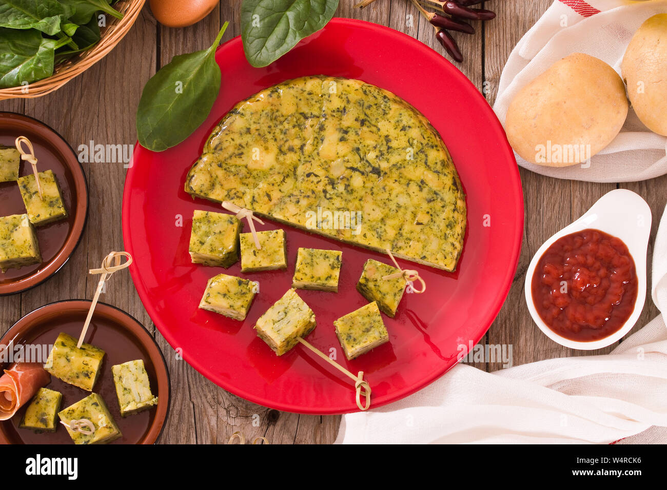 Spanish omelette with spinach Stock Photo - Alamy