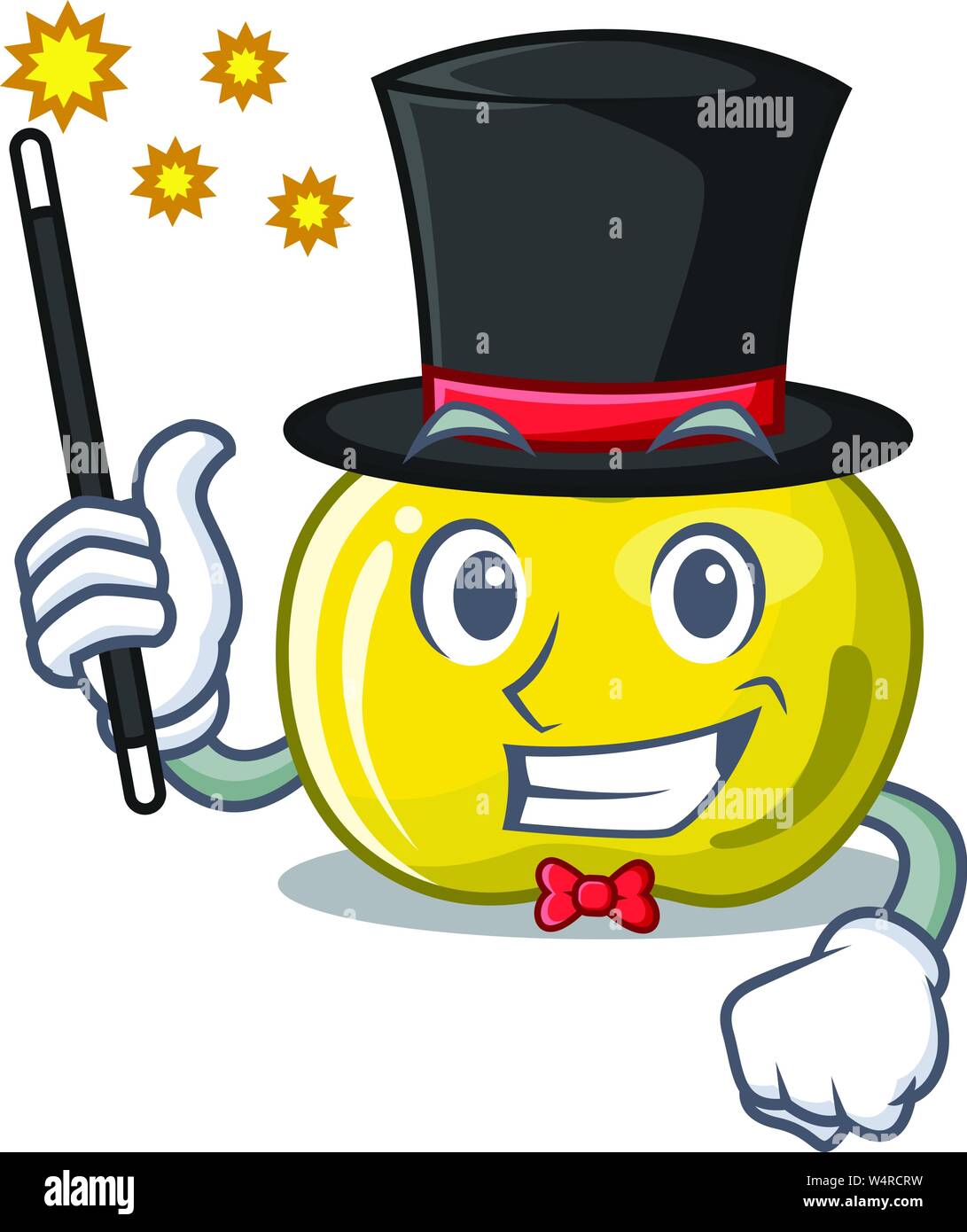 Magician yellow apple in a cartoon basket vector illustration Stock ...