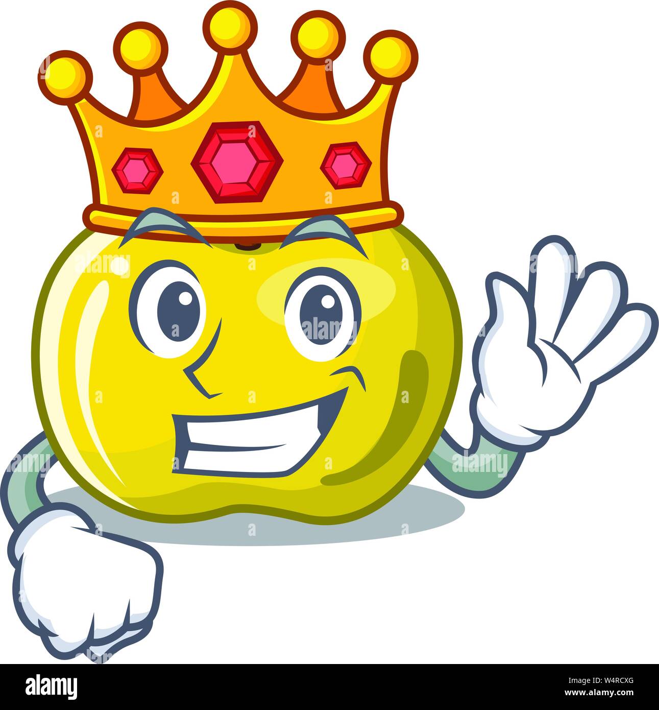 King yellow apple in a cartoon basket vector illustration Stock Vector ...