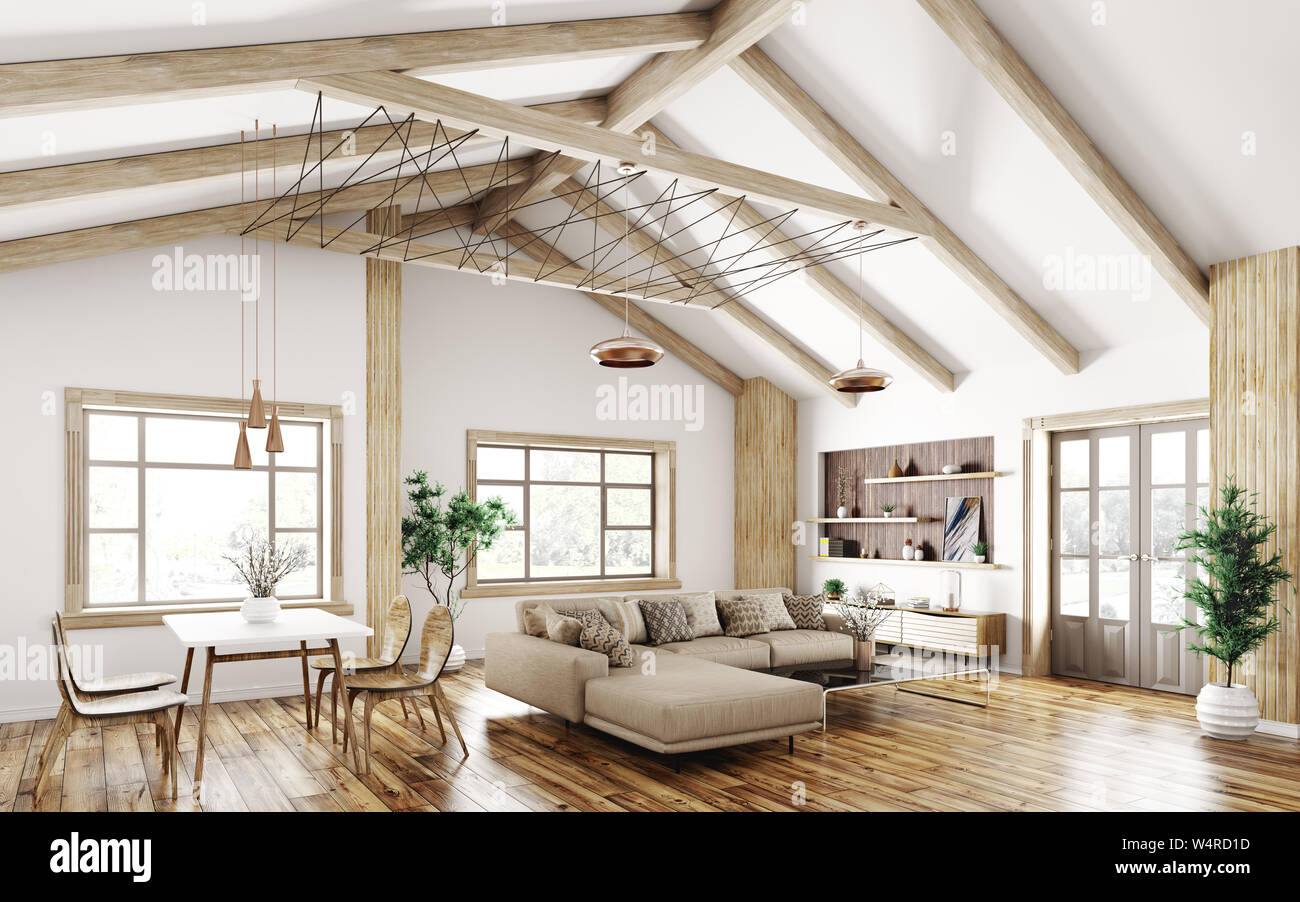 Modern interior of house, living room with sofa, 3d rendering Stock ...