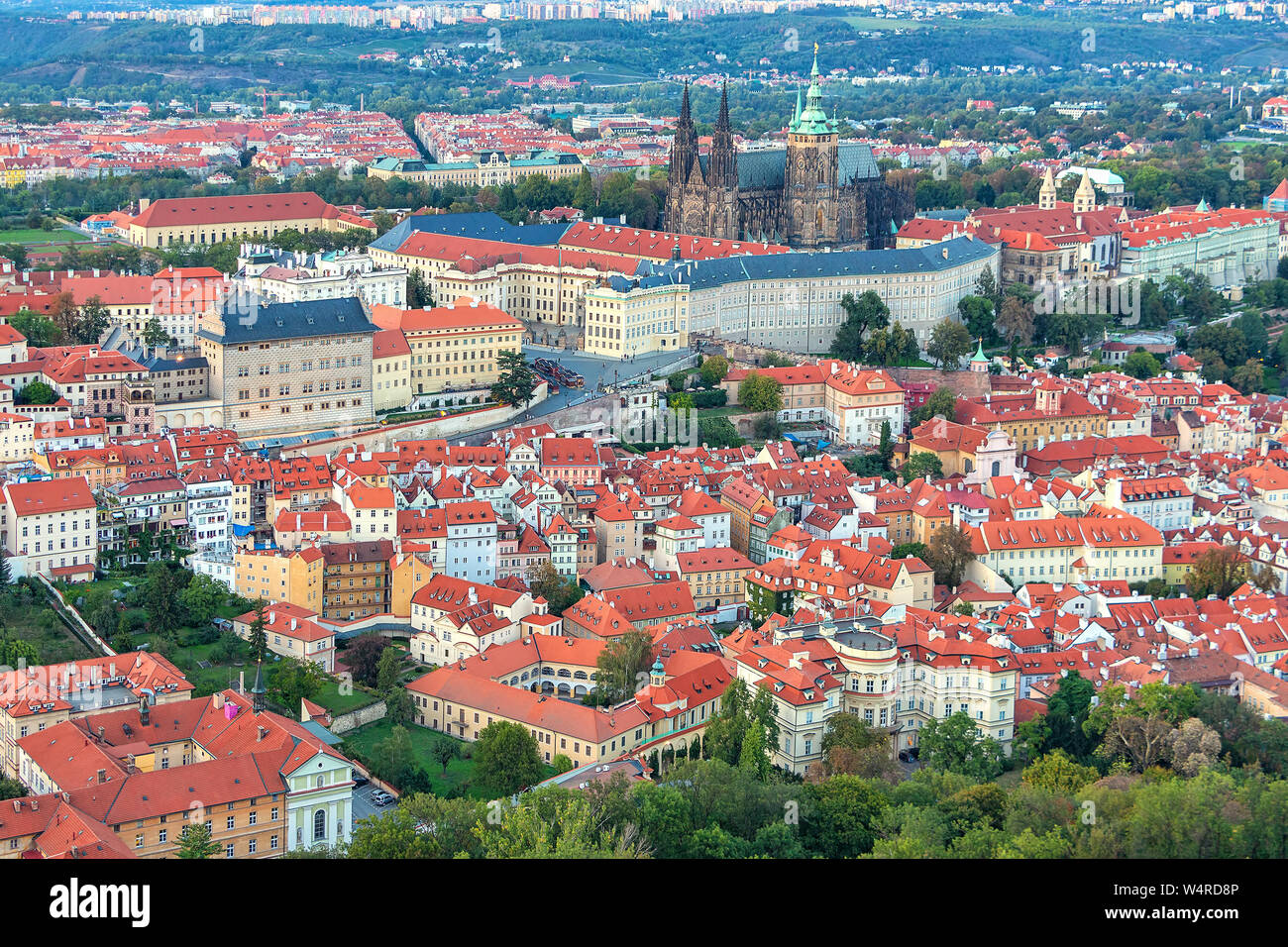 Prague with Prague Castle, aerial view Stock Photo - Alamy