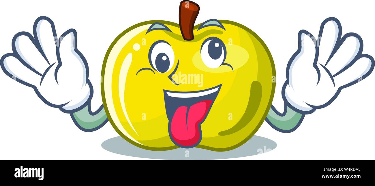 Crazy yellow apple in a cartoon basket vector illustration Stock Vector ...