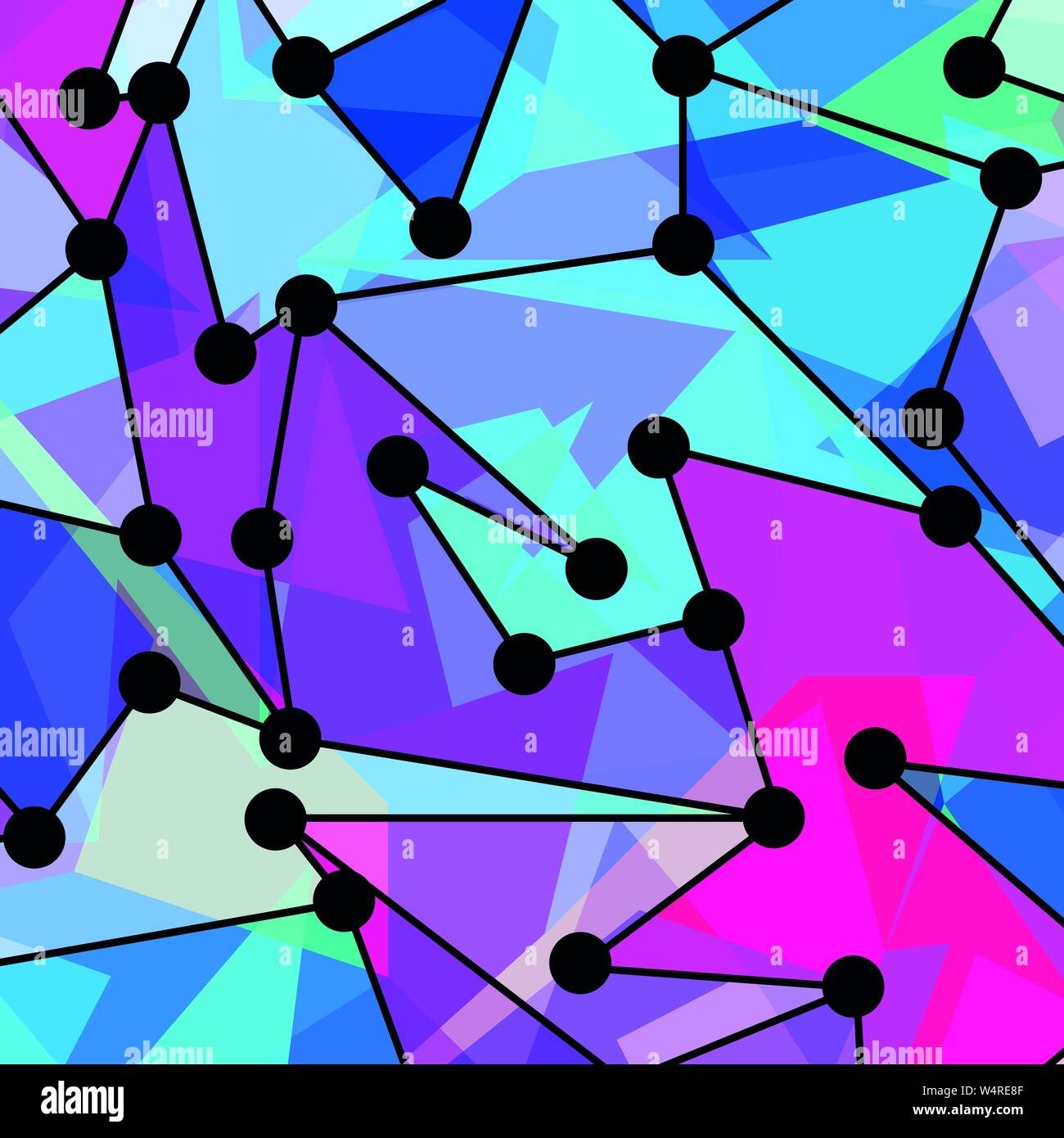 bright psychedelic polygons and small circles abstract geometric background vector illustration ...