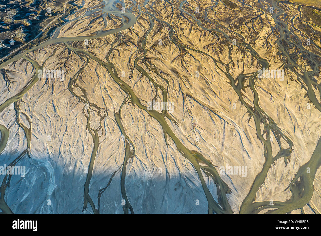 Aerial photograph of a glacial river Stock Photo - Alamy