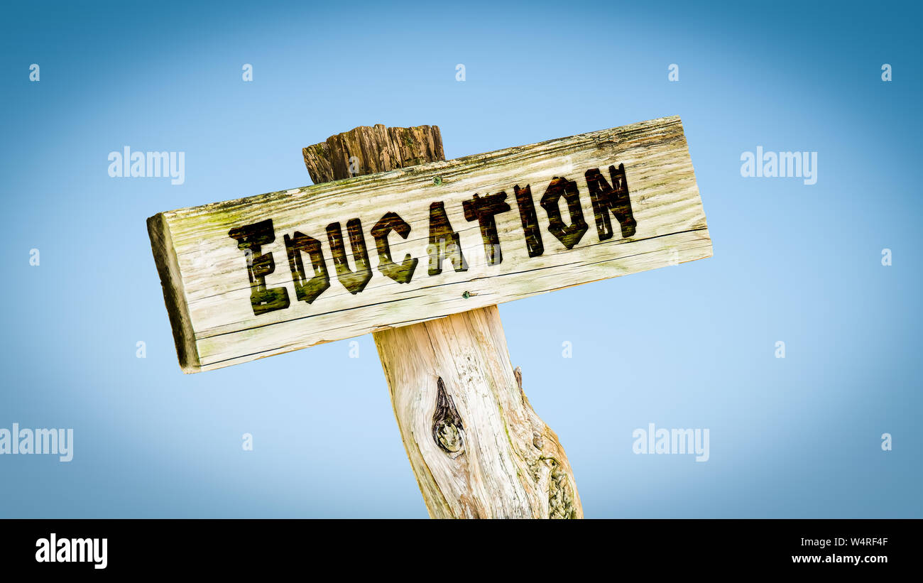 Street Sign the Direction Way to Education Stock Photo - Alamy