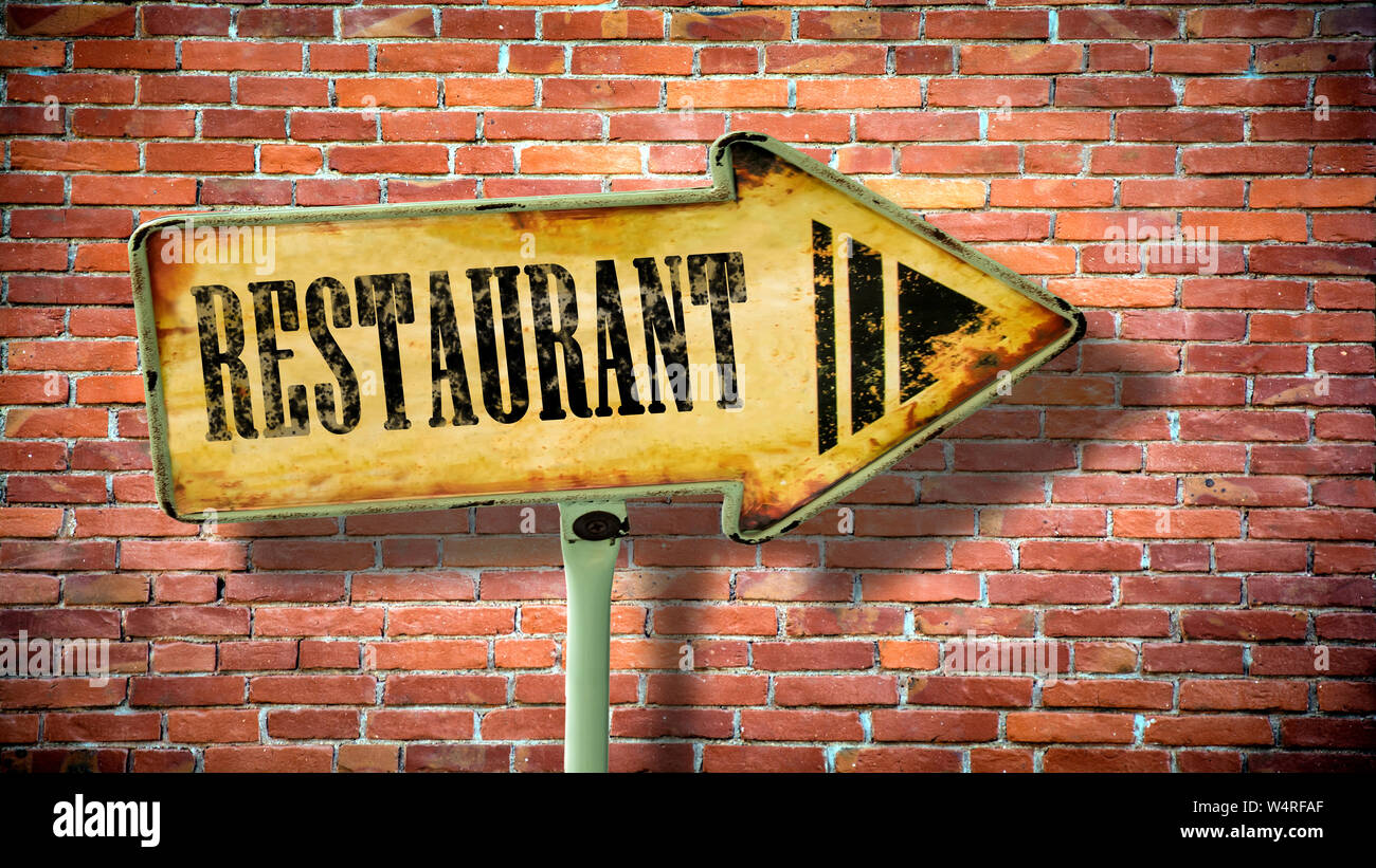 Street Sign the Direction Way to Restaurant Stock Photo - Alamy