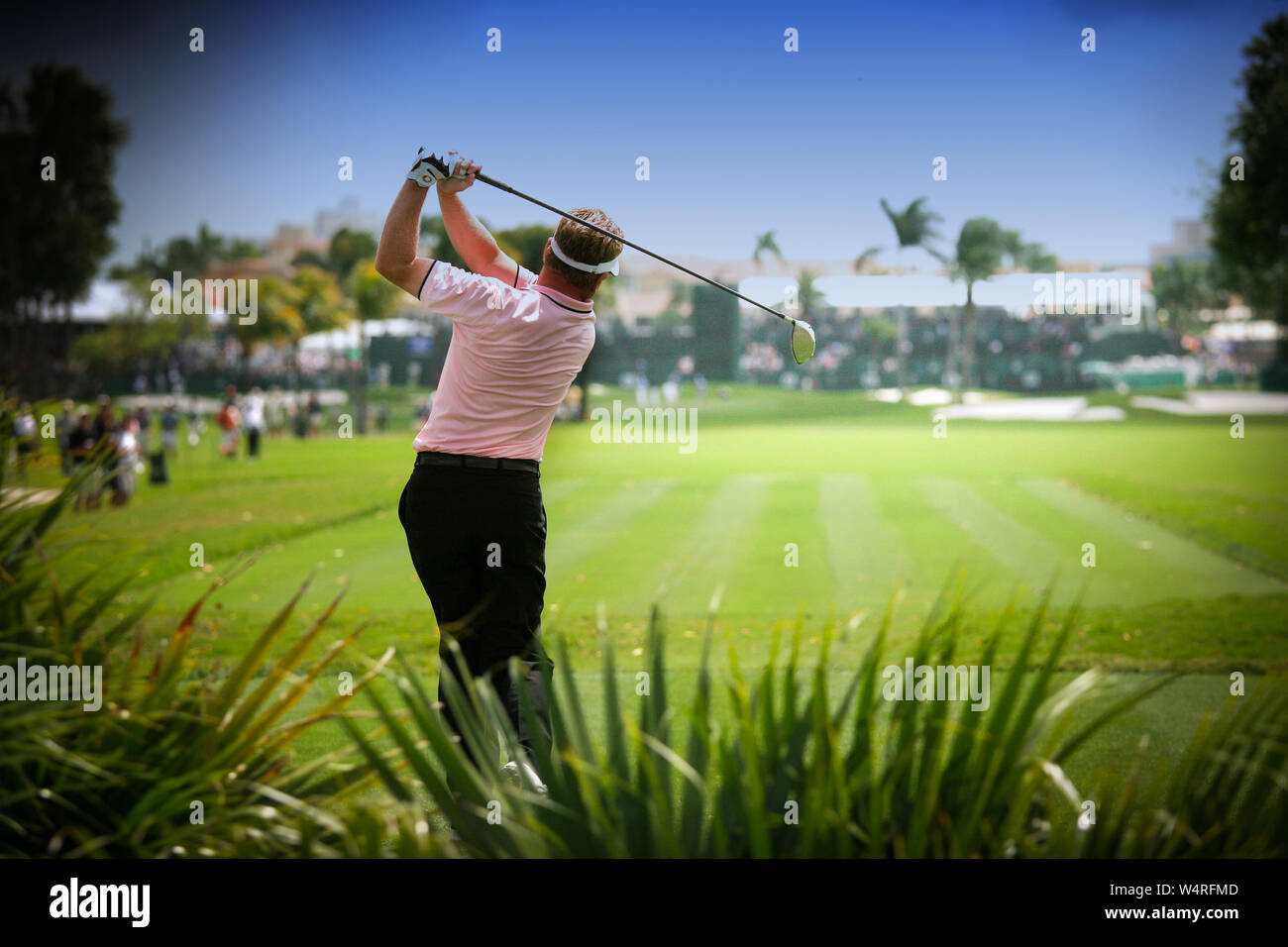 man golfer in action on a golf course Stock Photo - Alamy