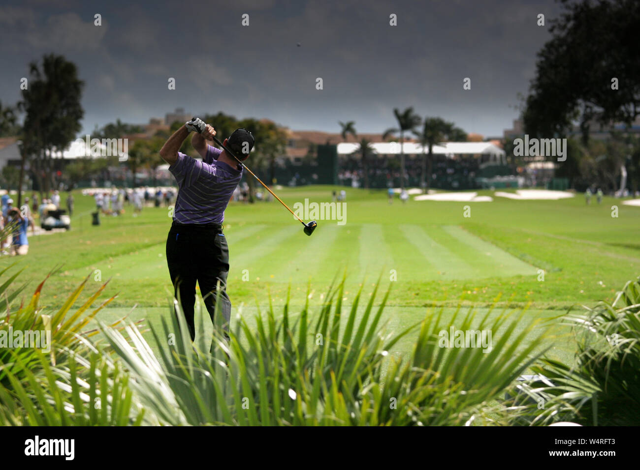 man golfer in action on a golf course Stock Photo - Alamy