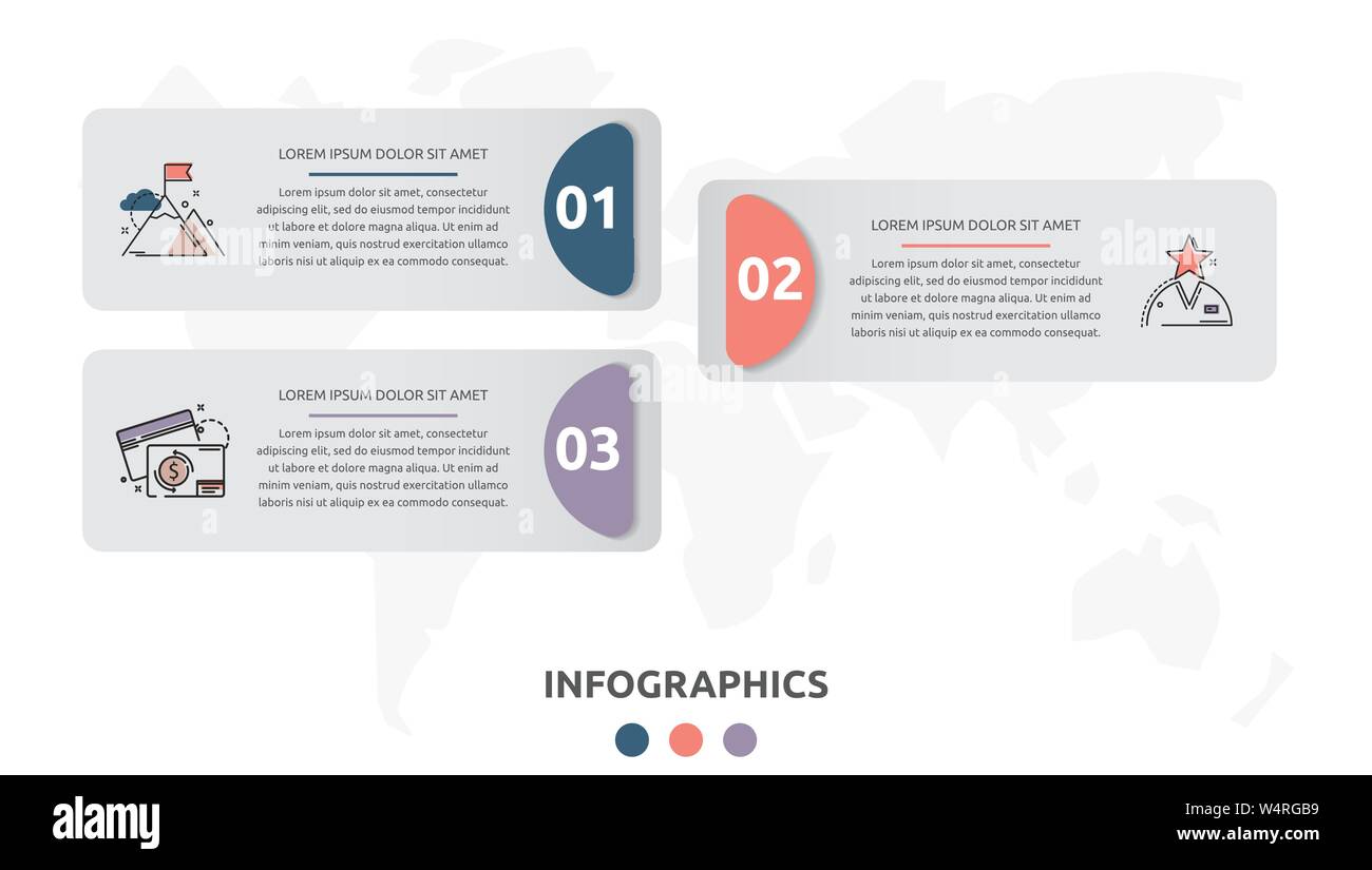 Vector infographic flat template circles for three label, diagram, graph, presentation. Business ...