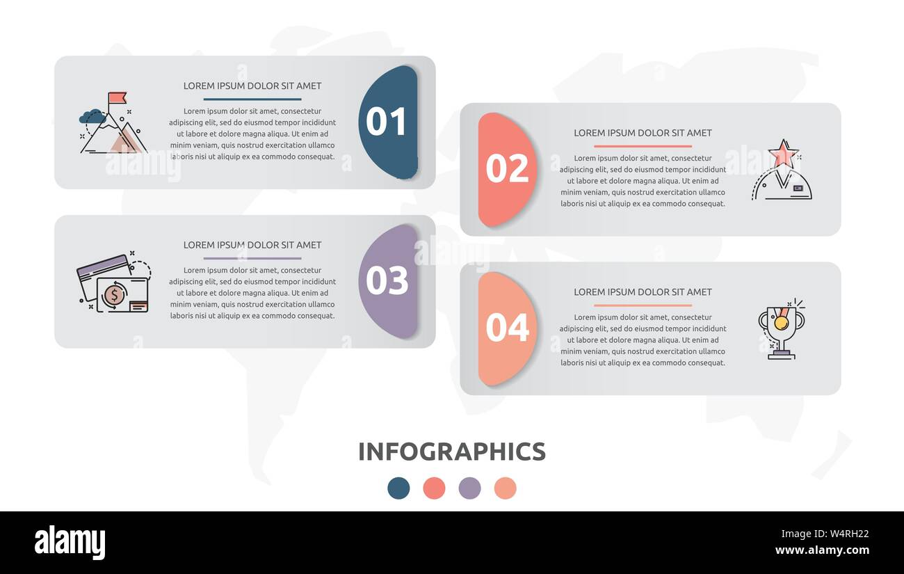 Vector infographic flat template circles for four label, diagram, graph ...