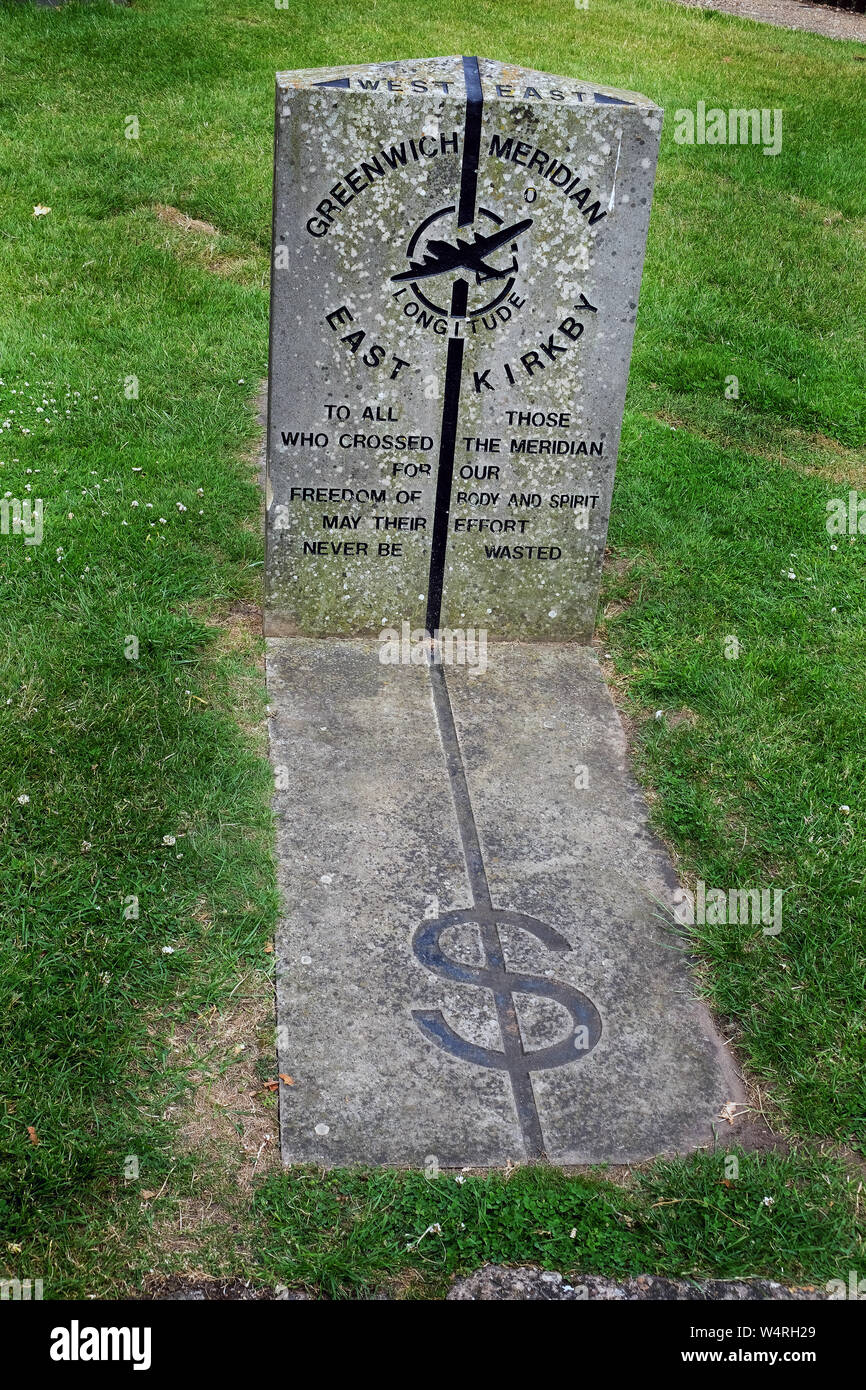 The Greenwich Meridian at East Kirby airfield Stock Photo - Alamy