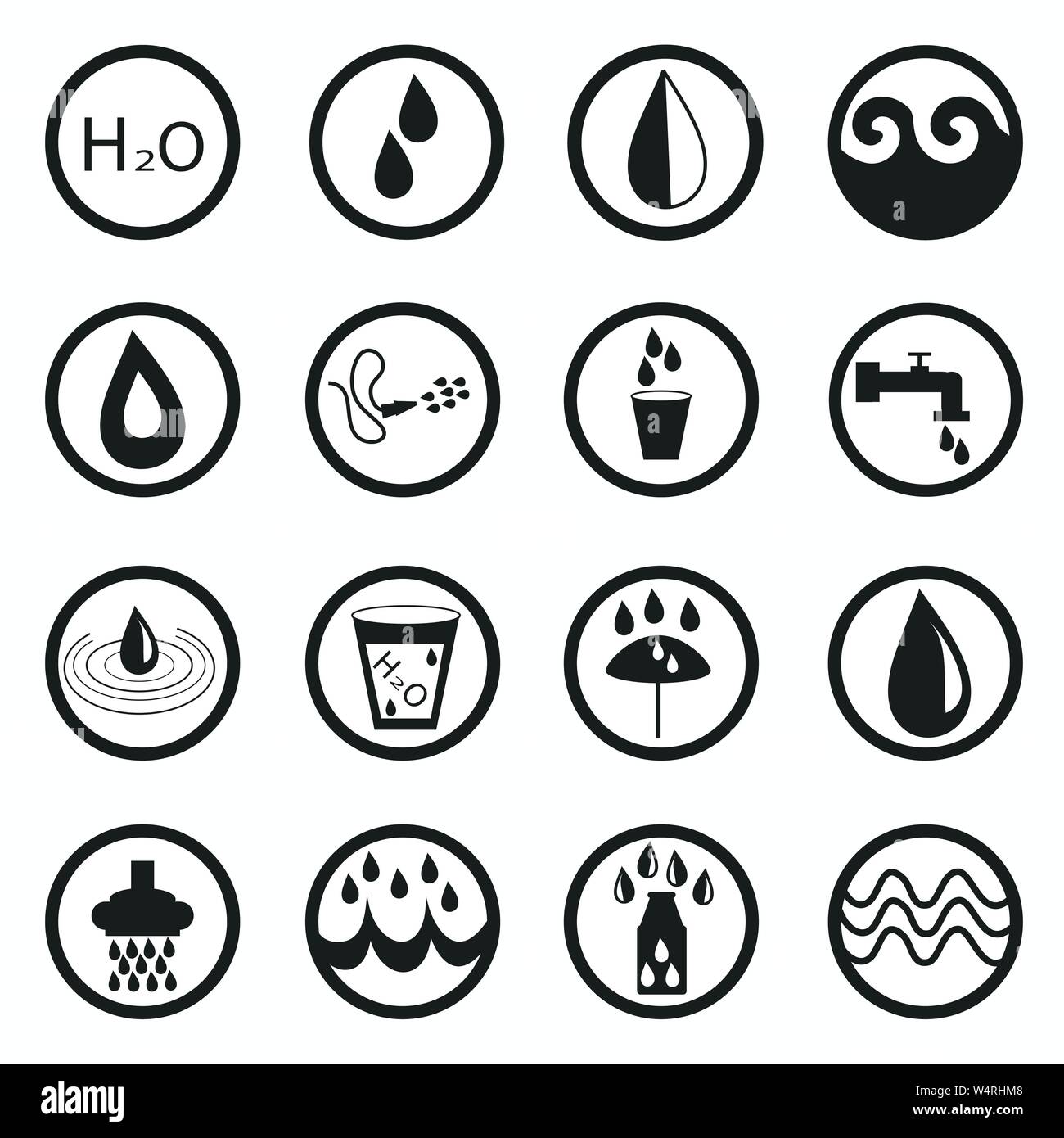 monochrome water symbols on white background vector illustration Stock ...