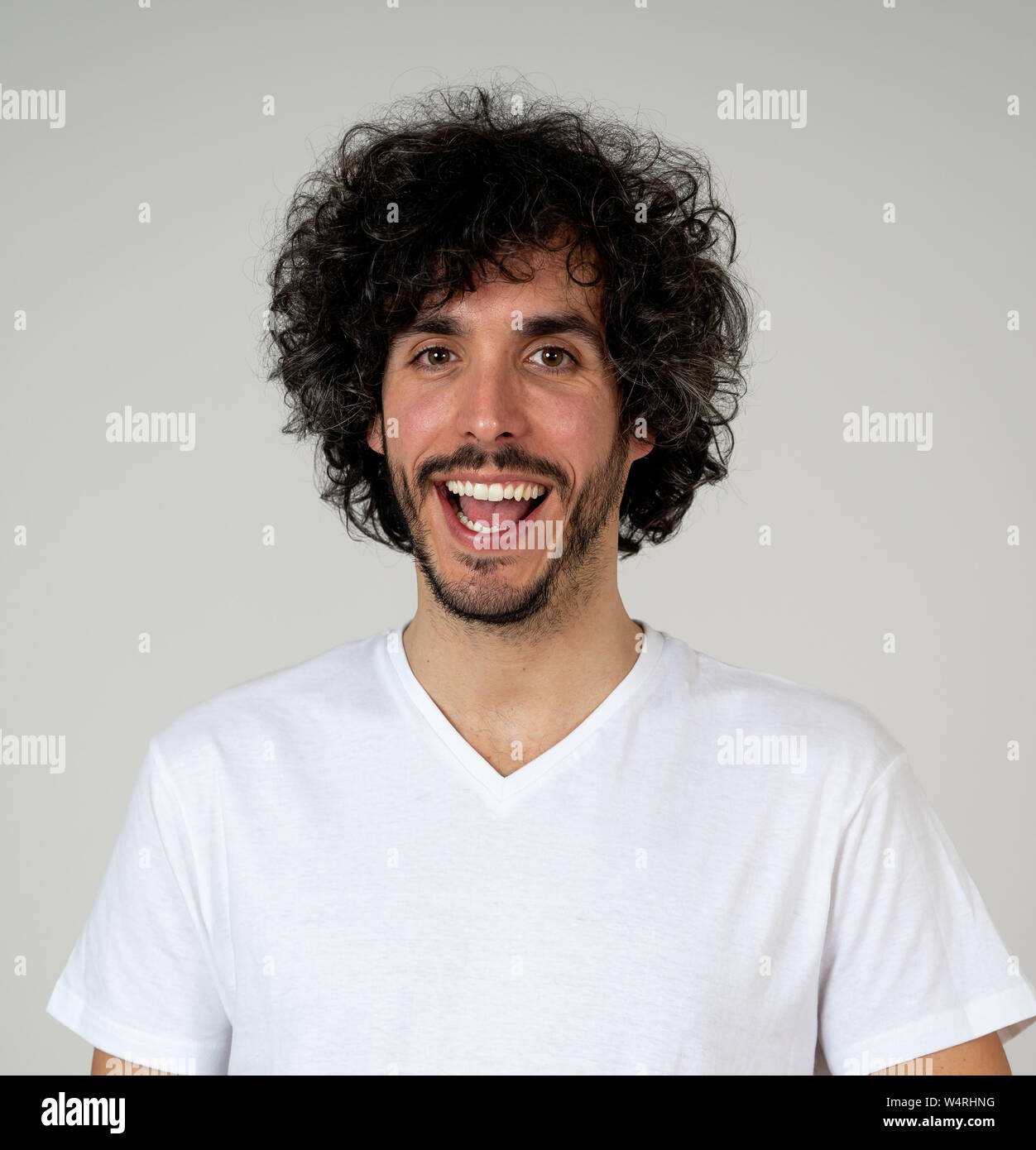 Portrait of attractive young model with happy face, beautiful smile and ...