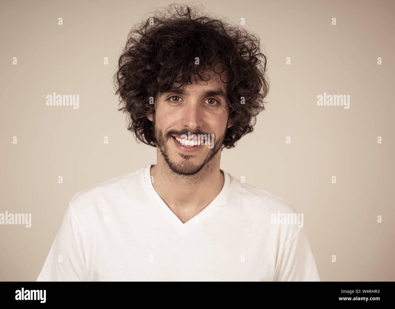 Portrait of attractive young model with happy face, beautiful smile and ...