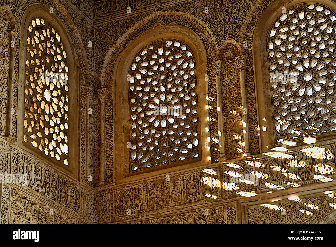 Detail of windows inside of Alhambra, Granada, Andalusia, Spain Stock Photo - Alamy