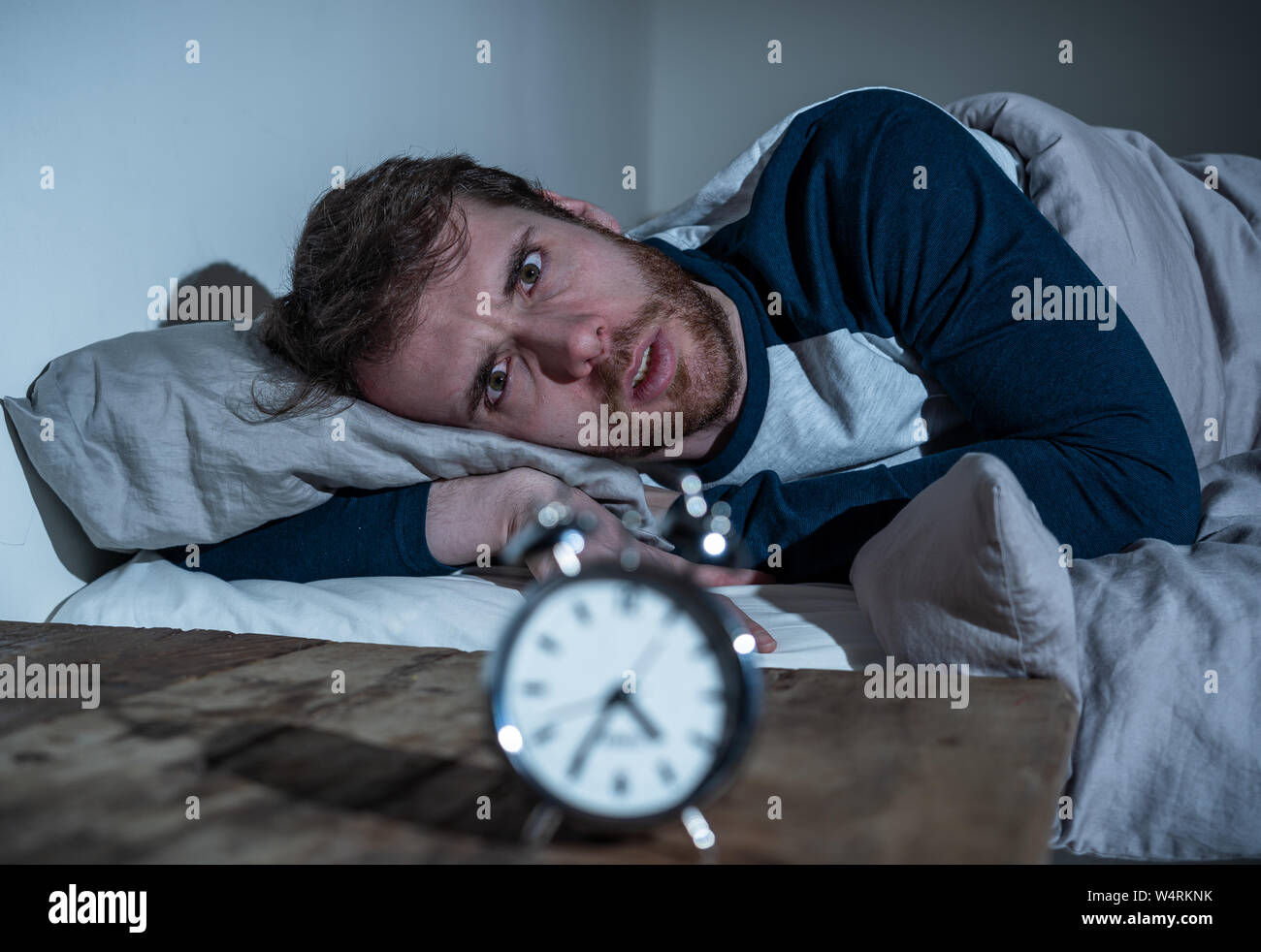 Insomnia Stress and Sleeping disorder concept. Sleepless desperate ...