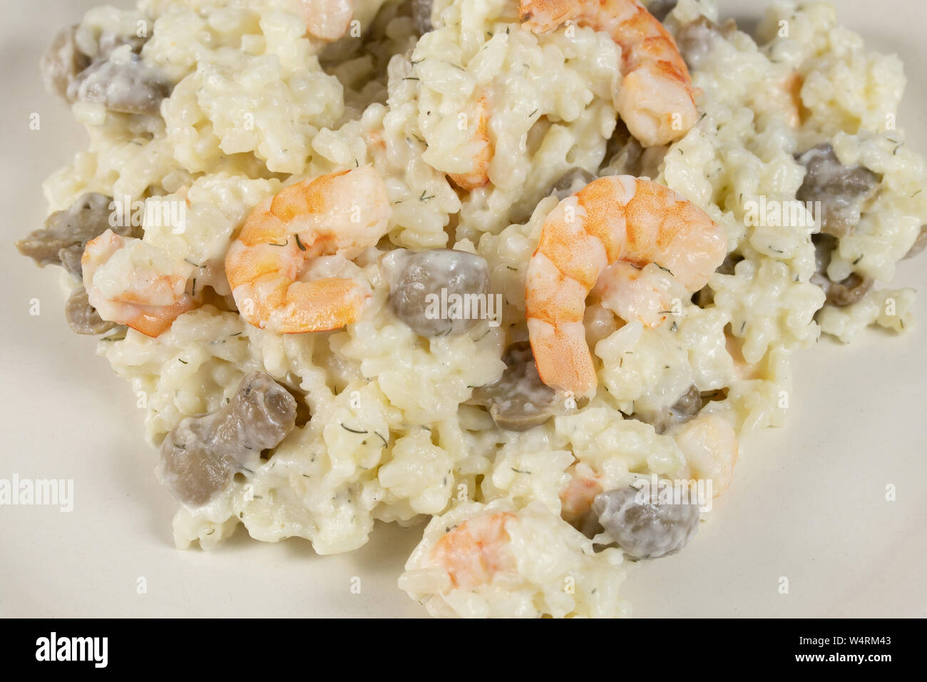 shrimp and mushroom risotto Stock Photo - Alamy