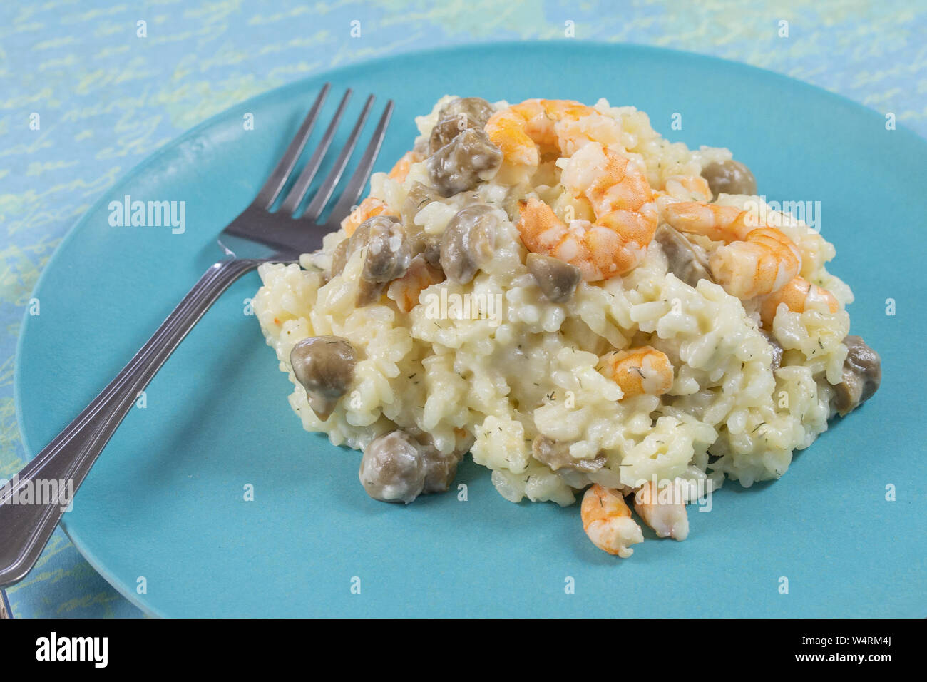 shrimp and mushroom risotto Stock Photo - Alamy