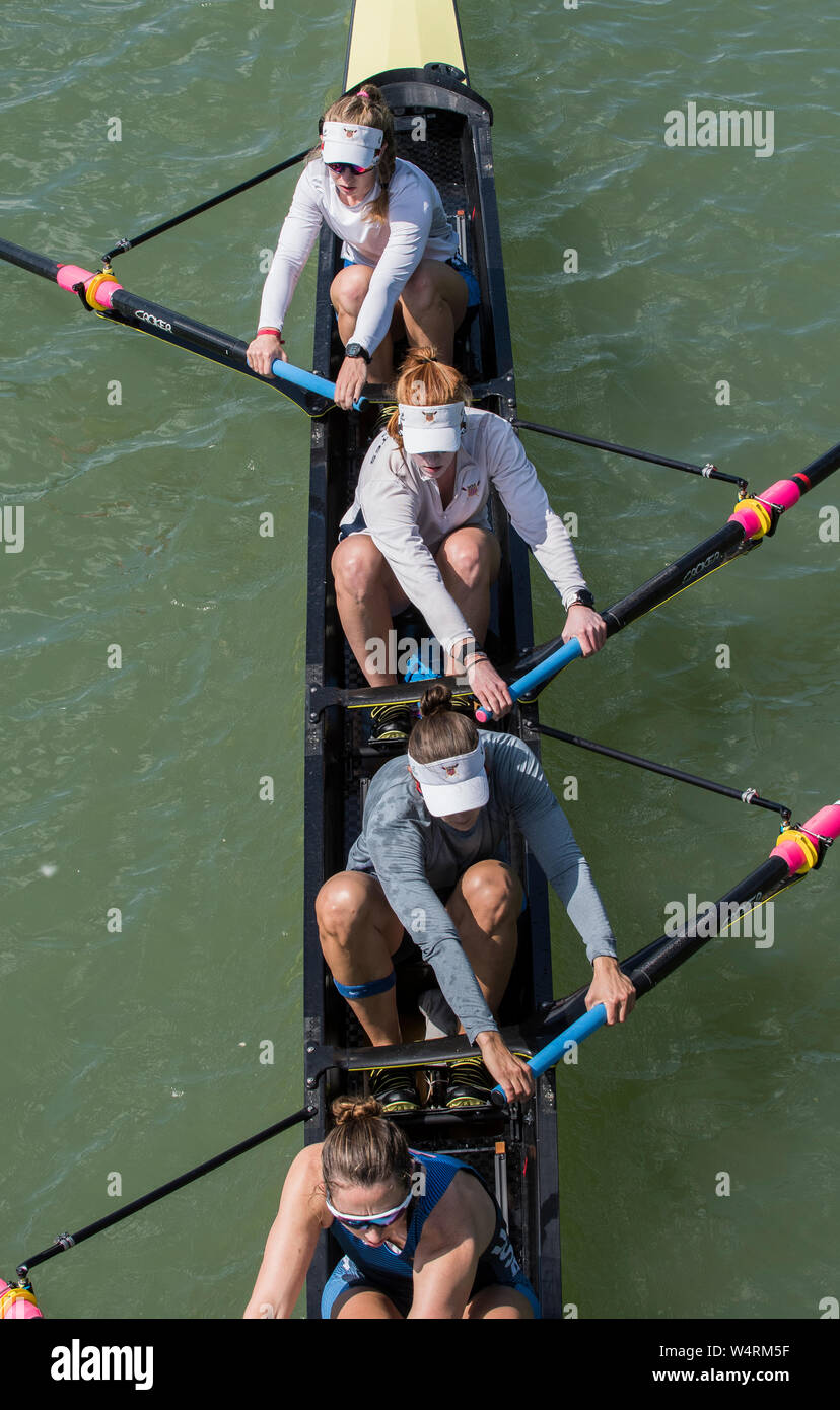 Emily huelskamp and olivia coffey passing the pedestrian bridge hi-res ...