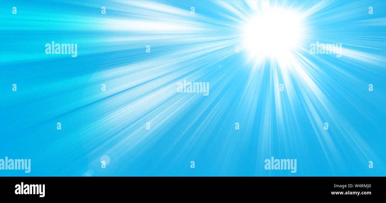 Sun rays in a blue sky Paradise Stock Photo - Alamy