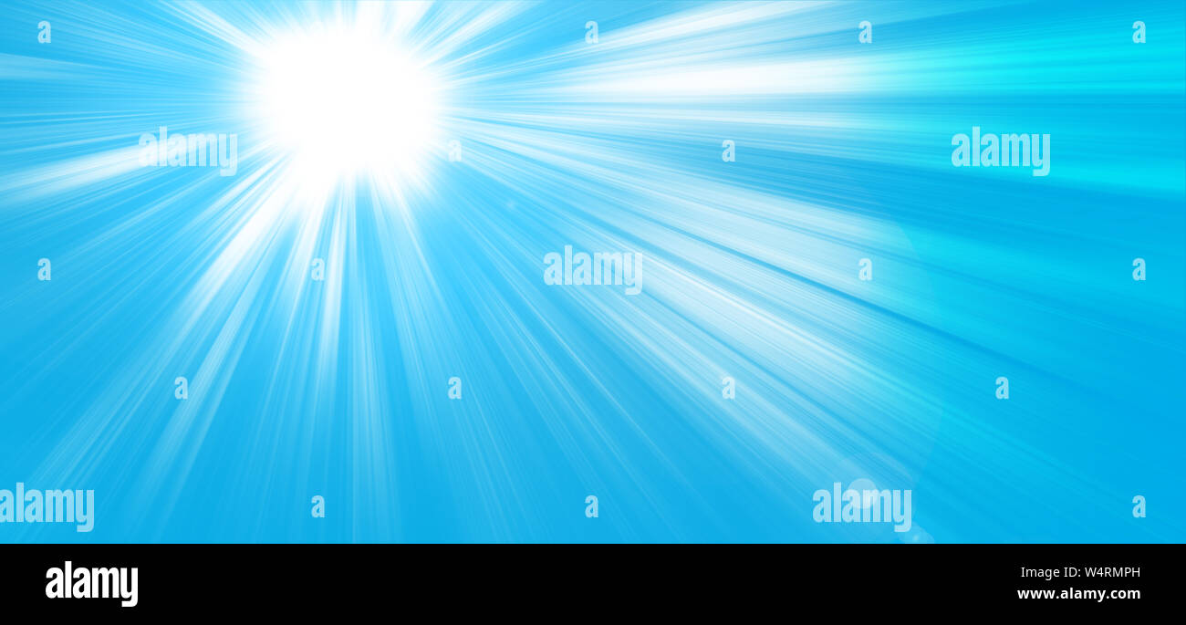 Sun rays in a blue sky Paradise Stock Photo - Alamy