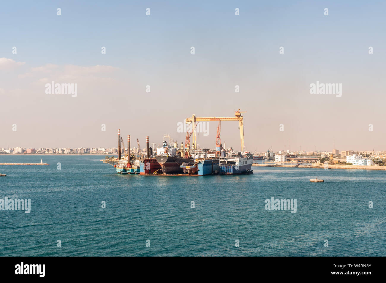 Port Tewfik, Egypt - November 5, 2017: Dry dock at the Port Tewfik in ...
