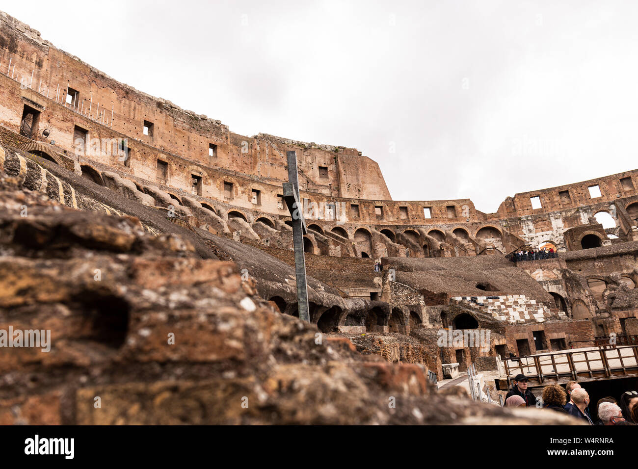 ROME, ITALY - JUNE 28, 2019: ruins of colosseum and crowd of tourists ...