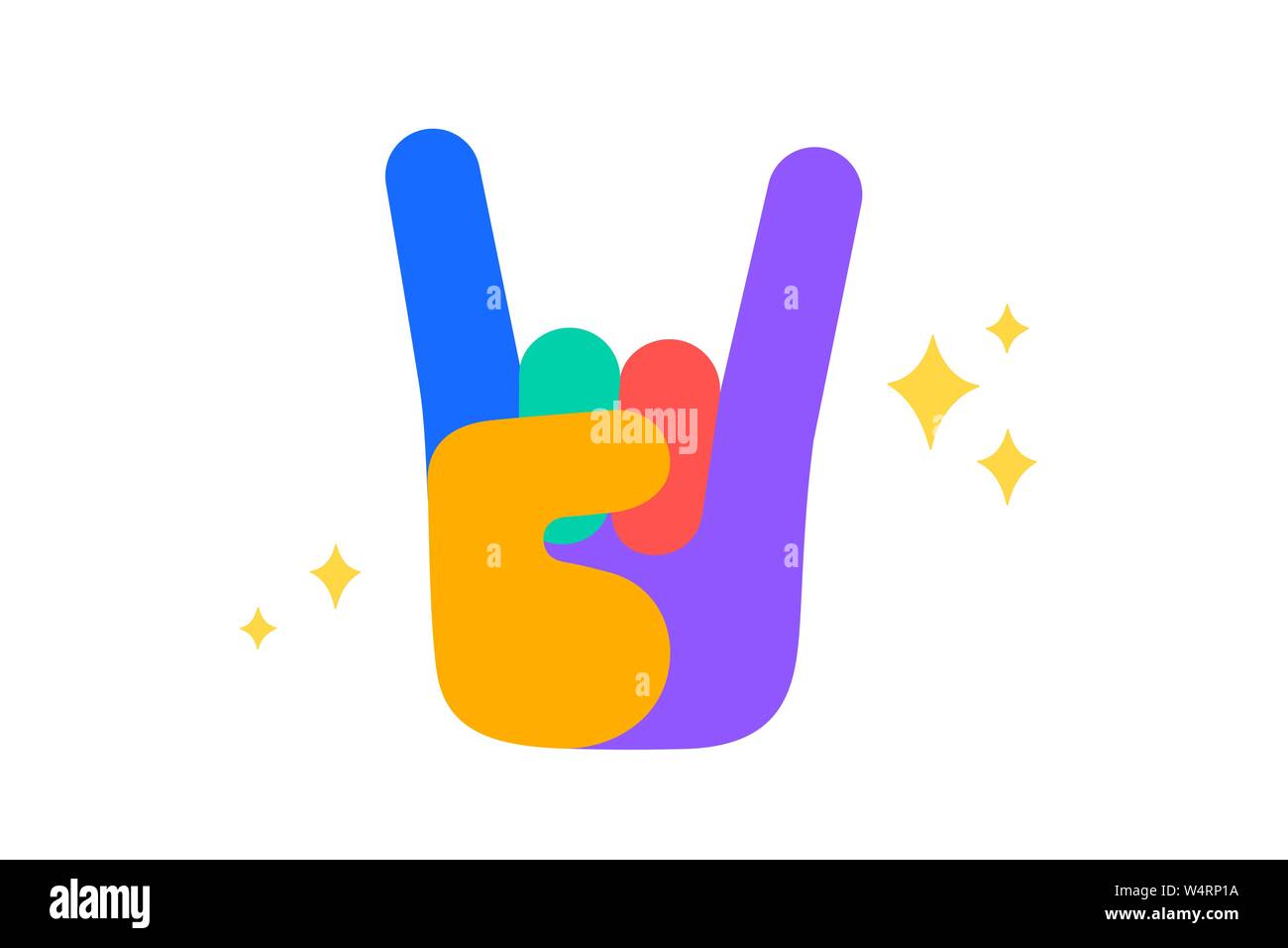 Hand sign rock. Fun Sticker. Colorful fun sticker - hand up sign Rock ...