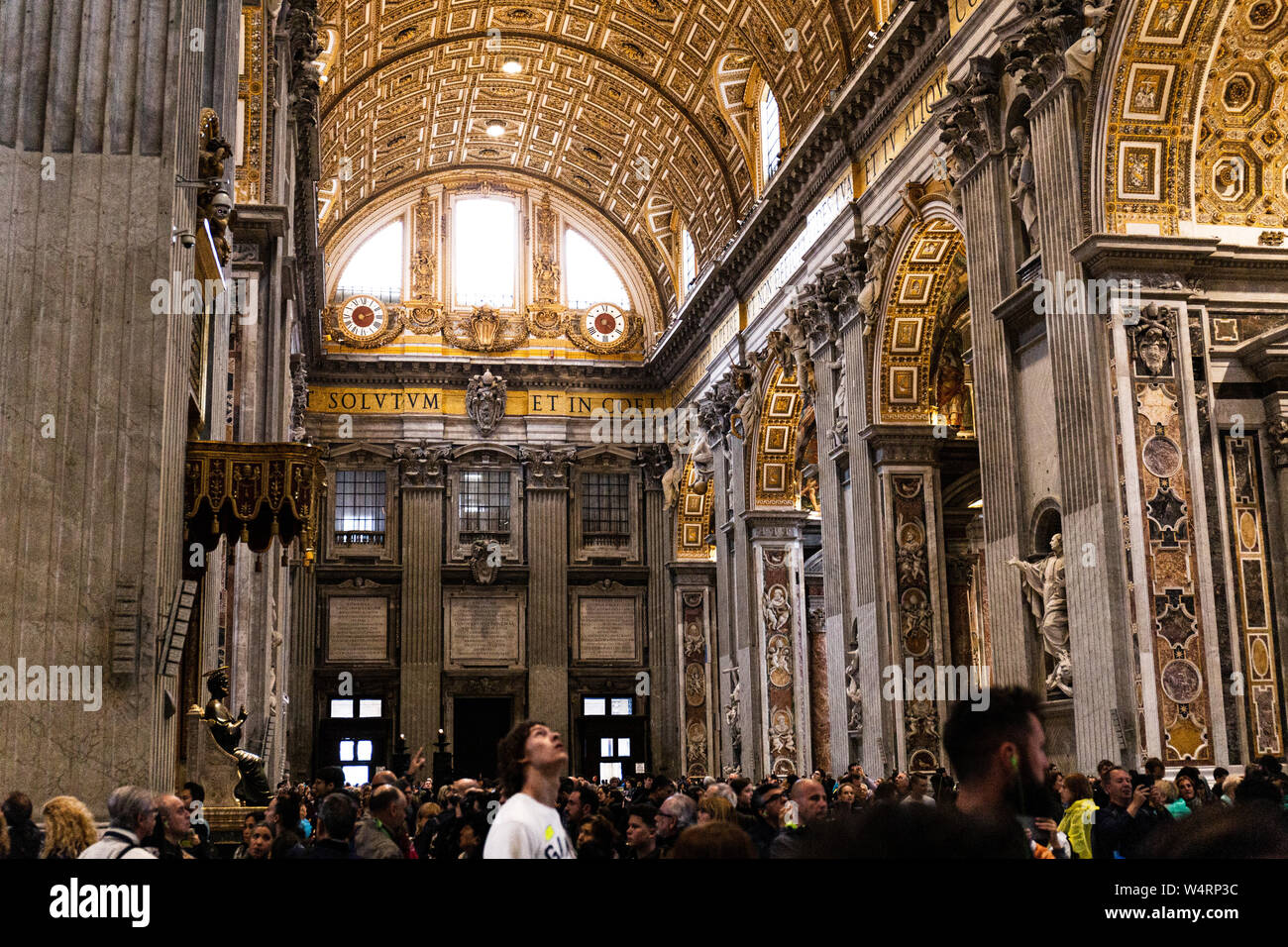 ROME, ITALY - JUNE 28, 2019: crowd of tourists walking and looking ...