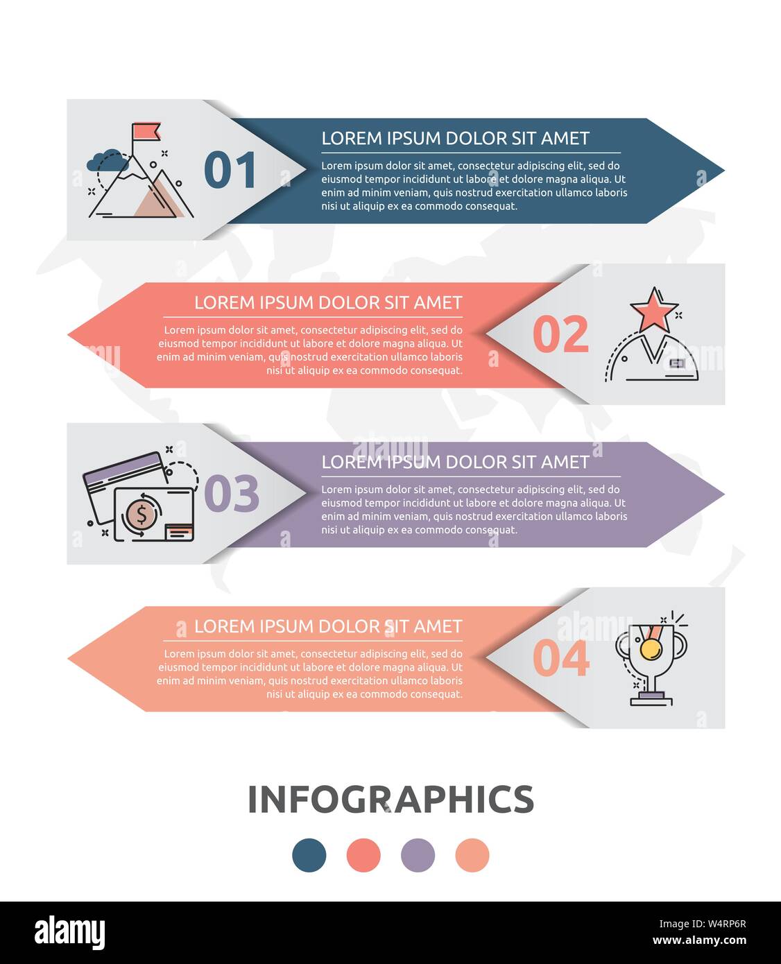 Vector infographic flat template for four label, diagram, graph ...