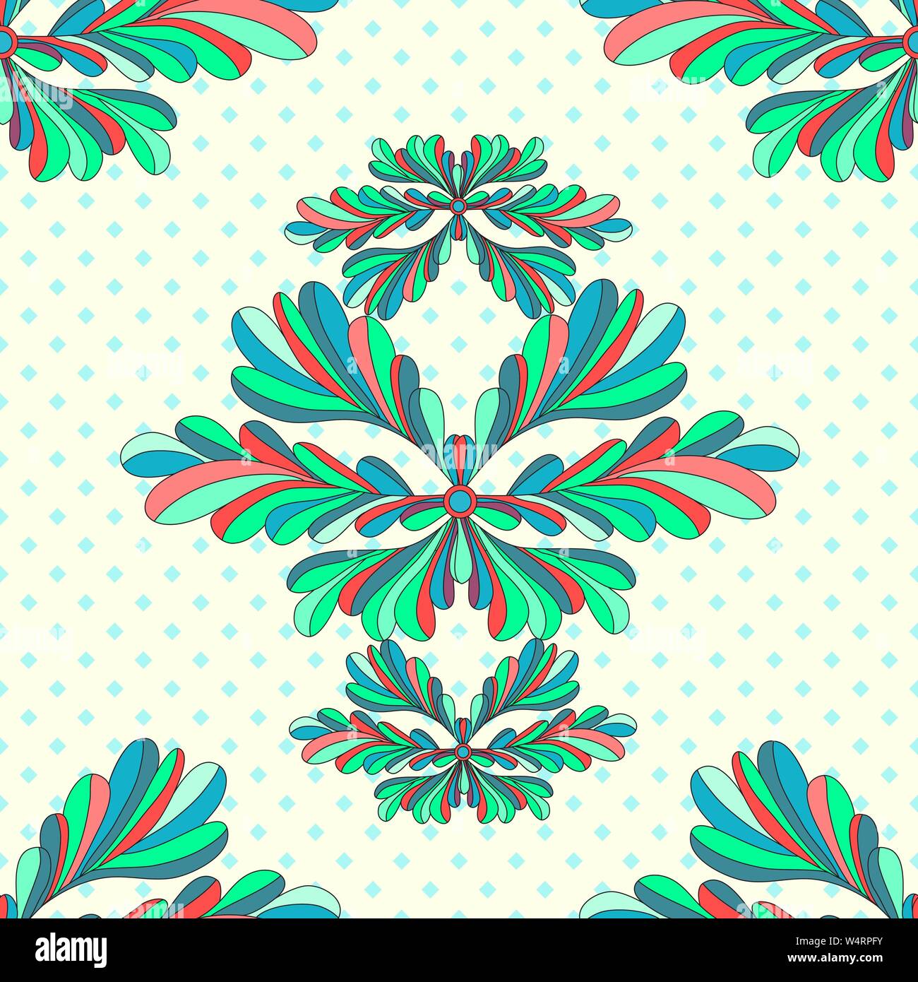 flower petals abstract vector seamless pattern on a geometric ...
