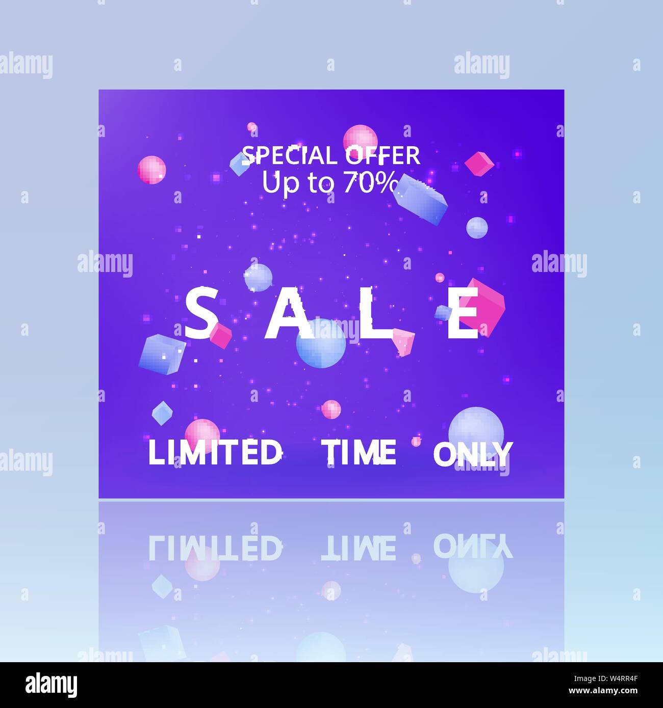 Sale banner template, 3d figures realistic vector primitives ...