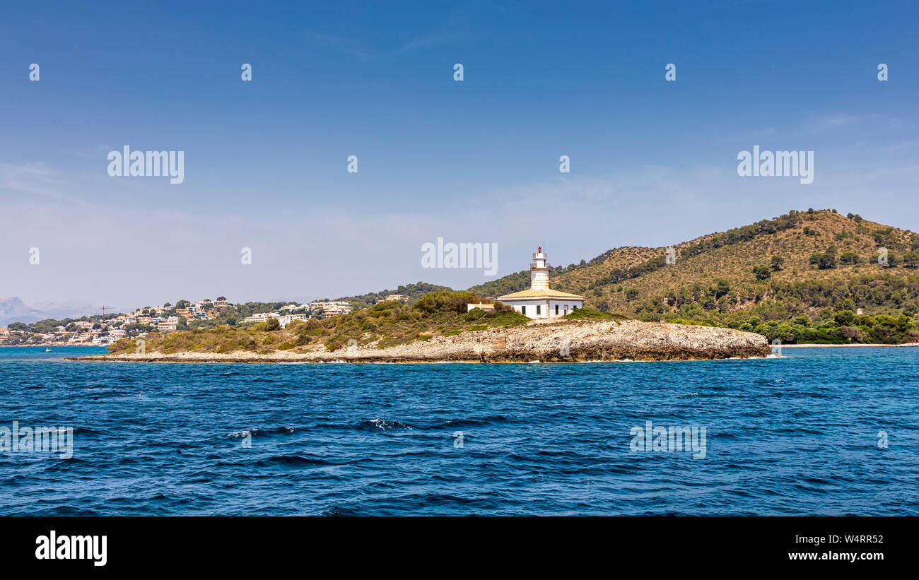 MALLORCA, SPAIN - JULY 5, 2019: The Alcanada Island (in Spanish: Illa d ...