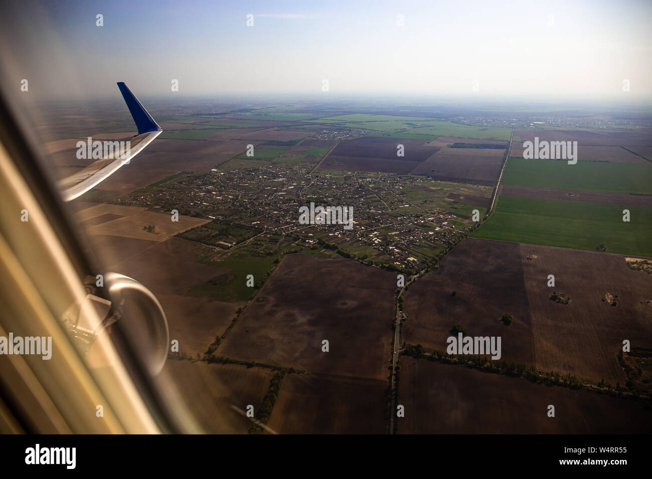 aerial view of country from airplane window in rome, italy Stock Photo ...