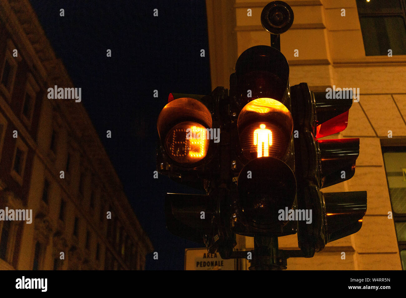 traffic light on street in evening in rome, italy Stock Photo - Alamy