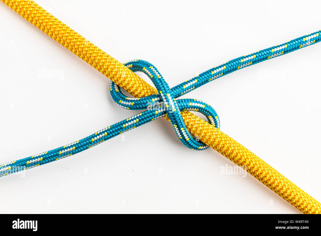 Clove Hitch Knot on white background. Rope node Stock Photo - Alamy