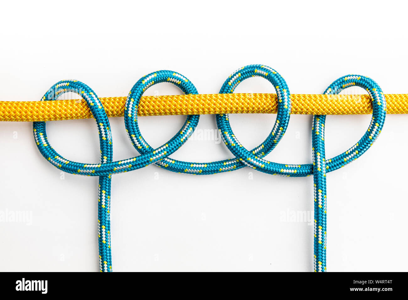 Chain Hitch Knot isolated on white background. Rope node Stock Photo ...