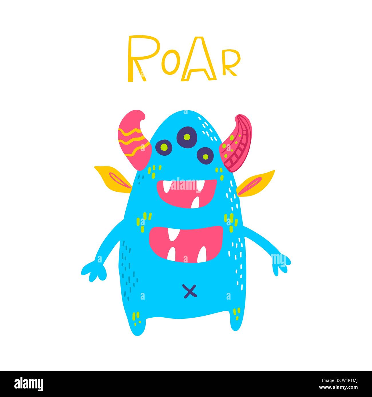 Cute cartoon monster. Vector isolated monster. Good design for ...