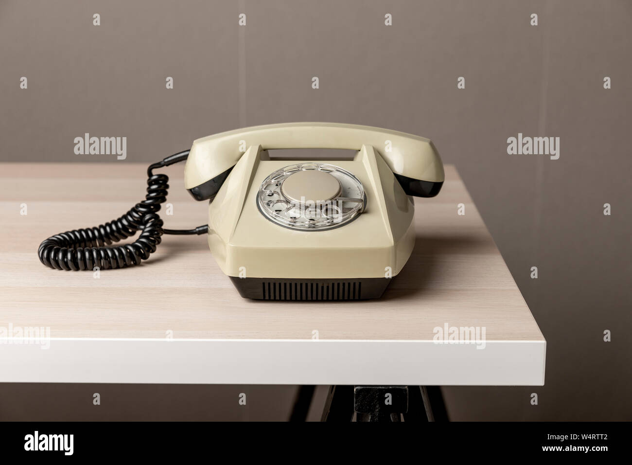 Old bakelite, telephone on the table. Front view Stock Photo - Alamy