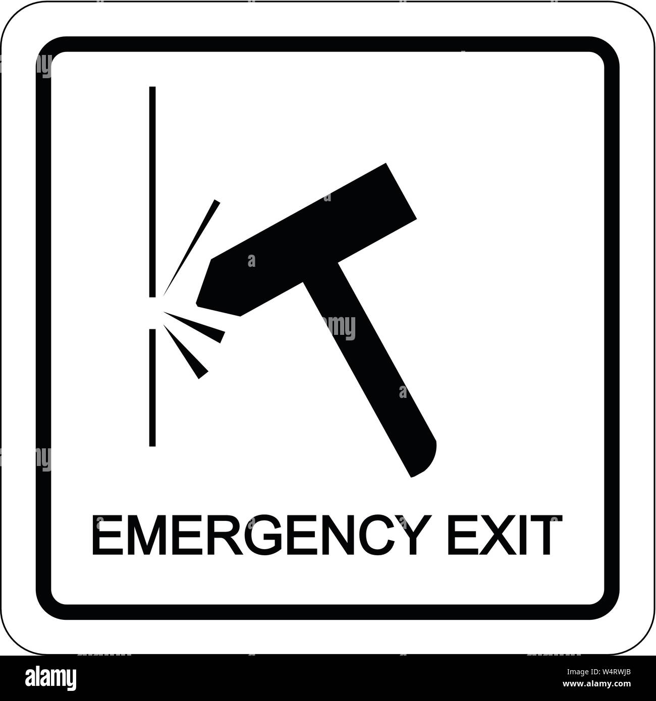 Emergency exit with smash hammer into the window icon vector Stock ...