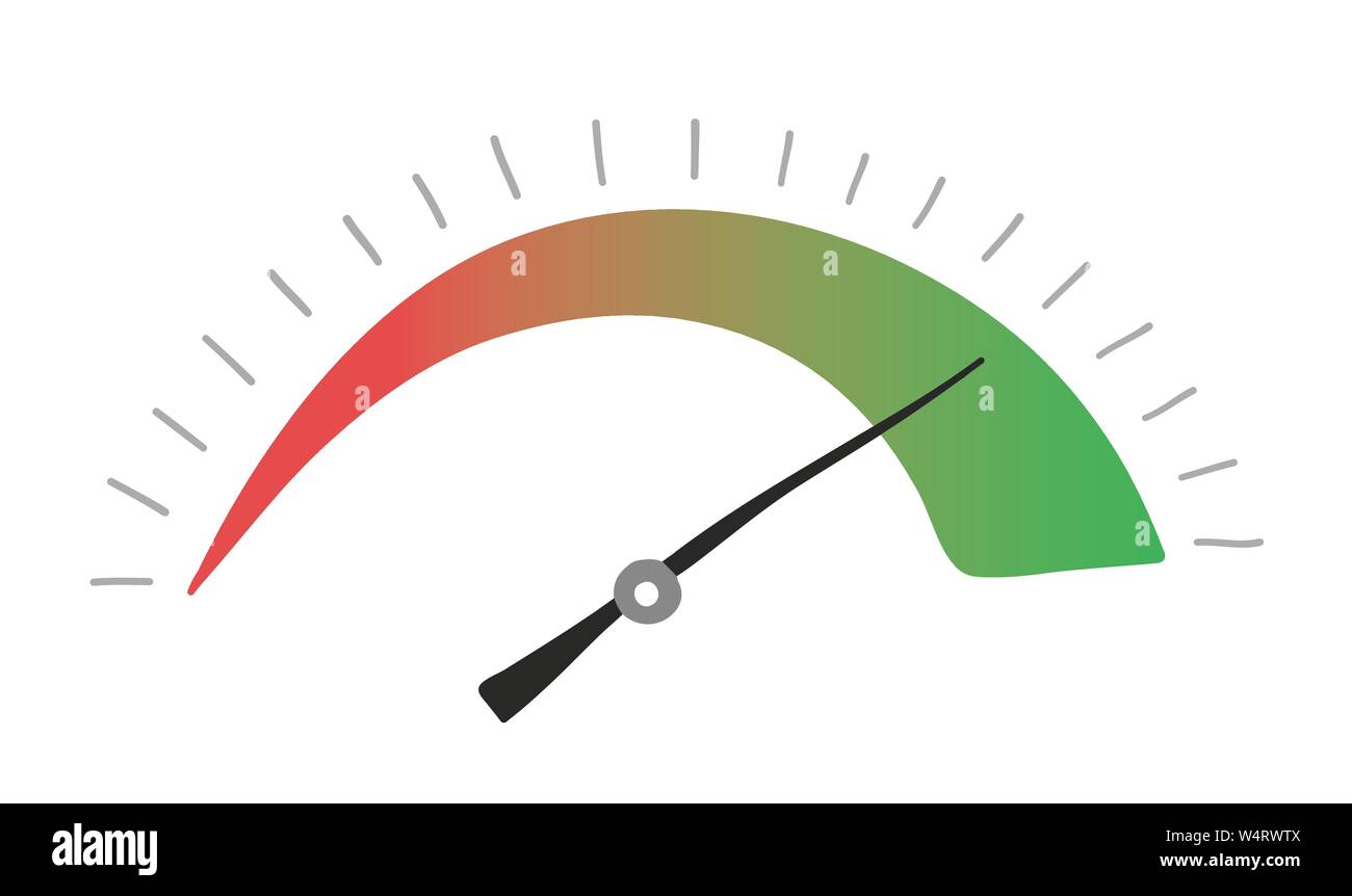 Vector hand-drawn illustration of speedometer. Colored flat style Stock ...
