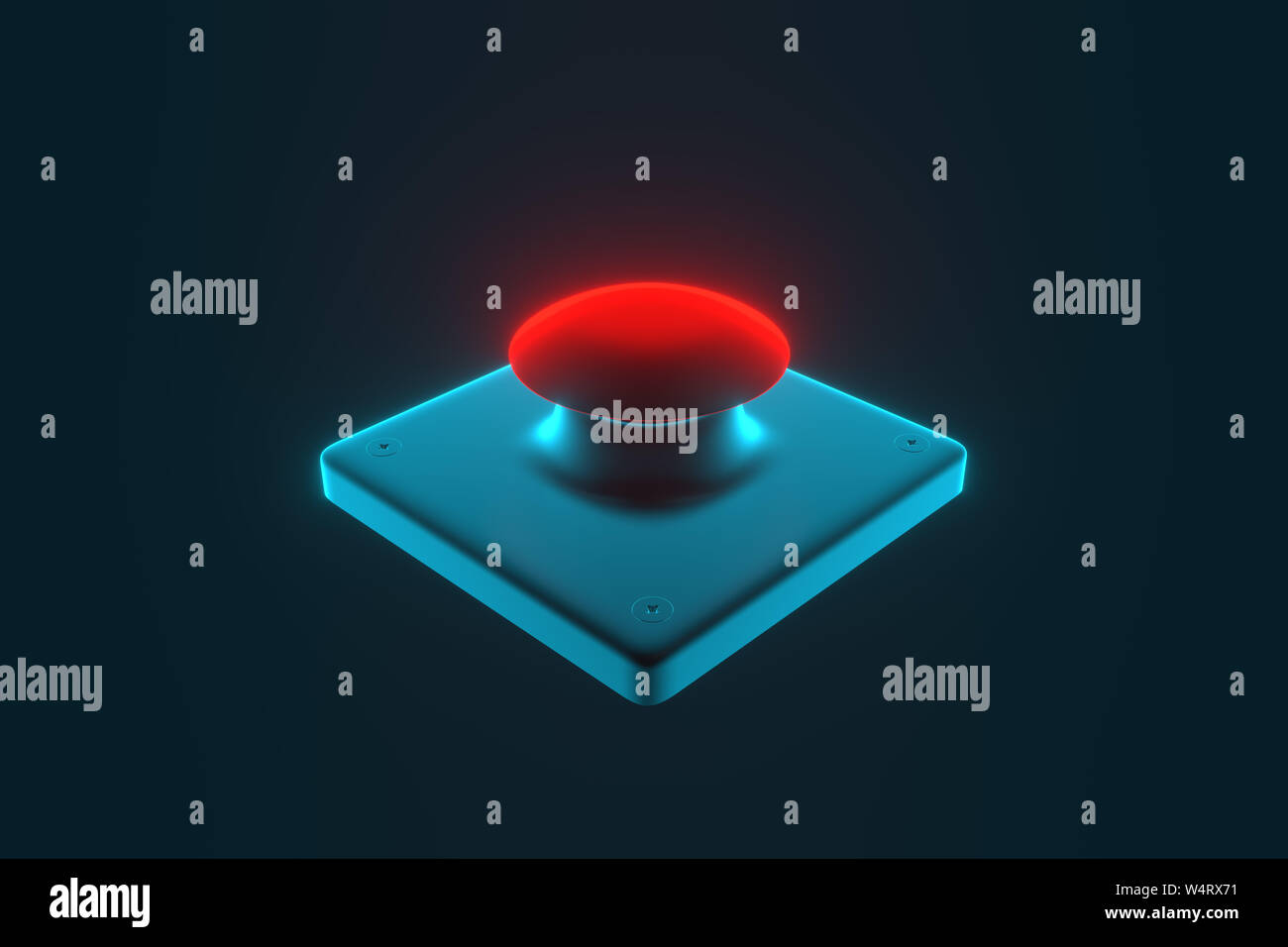 3D rendering. Red web buttons on blue background. Red buttons without ...