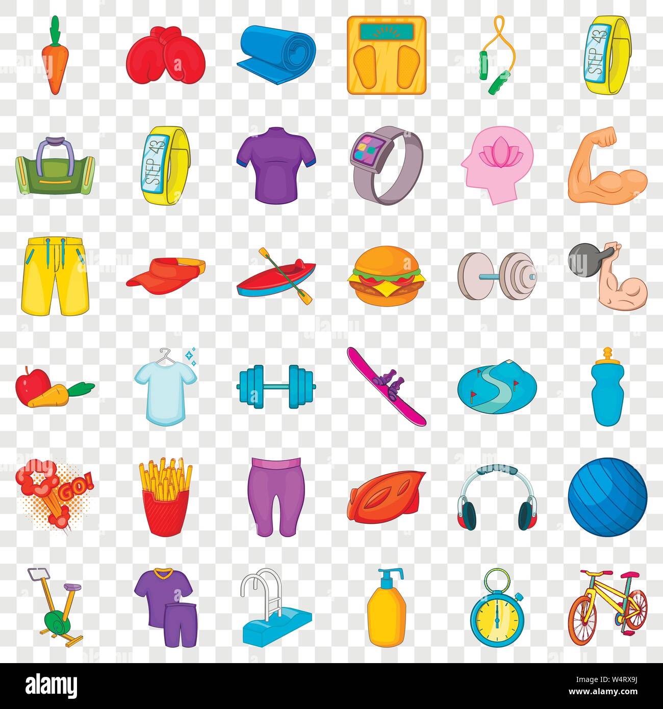 Exercise icons set, cartoon style Stock Vector Image & Art - Alamy