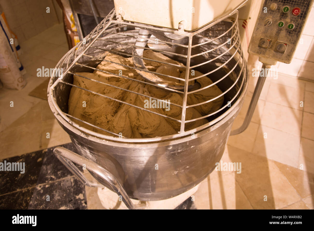 Industrial dough mixing machine in bread factory Stock Photo - Alamy