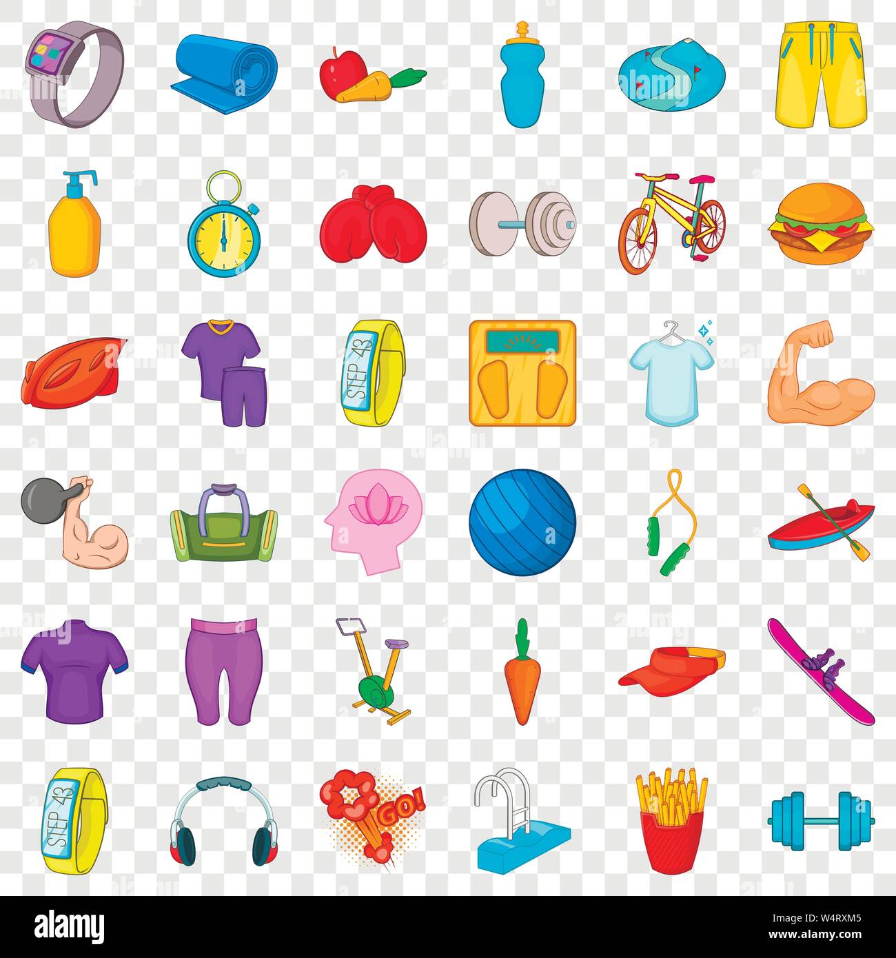 Wellness icons set, cartoon style Stock Vector Image & Art - Alamy