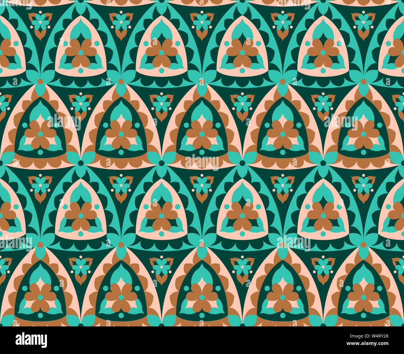 East ornament. Seamless pattern. Triangular and floral motifs. Limited ...